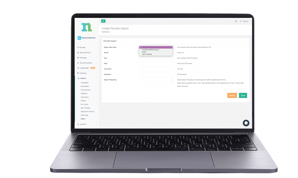 Guide to Exporting Netmera Data to Your Server - Netmera - Omni channel marketing solution